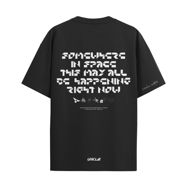 003 Somewhere in Space - Psyence Fiction Text T-Shirt (Black) | Unkle Store