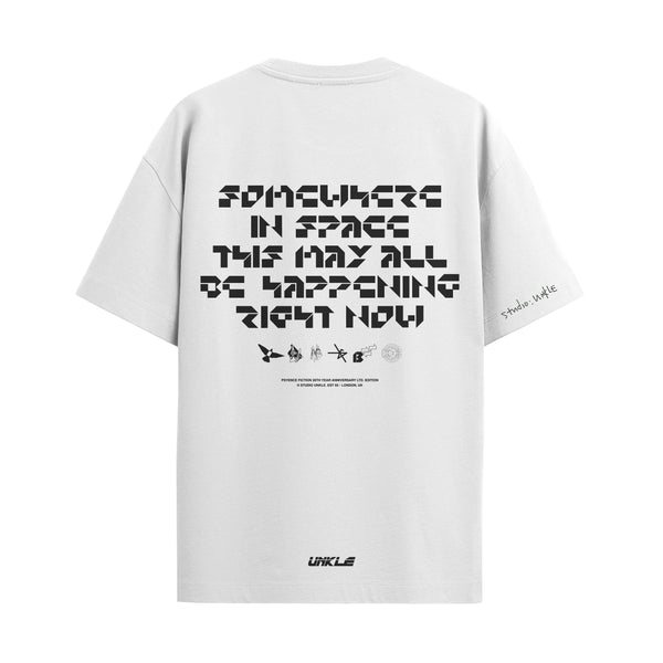 003 Somewhere in Space - Psyence Fiction Text T-Shirt (White) | Black ...